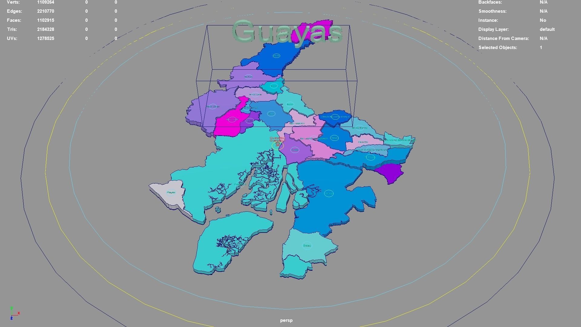 Guayas Ecuador map region geography political geographic 3D model ...