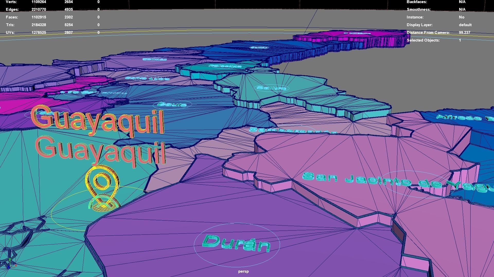 Guayas Ecuador map region geography political geographic 3D model ...