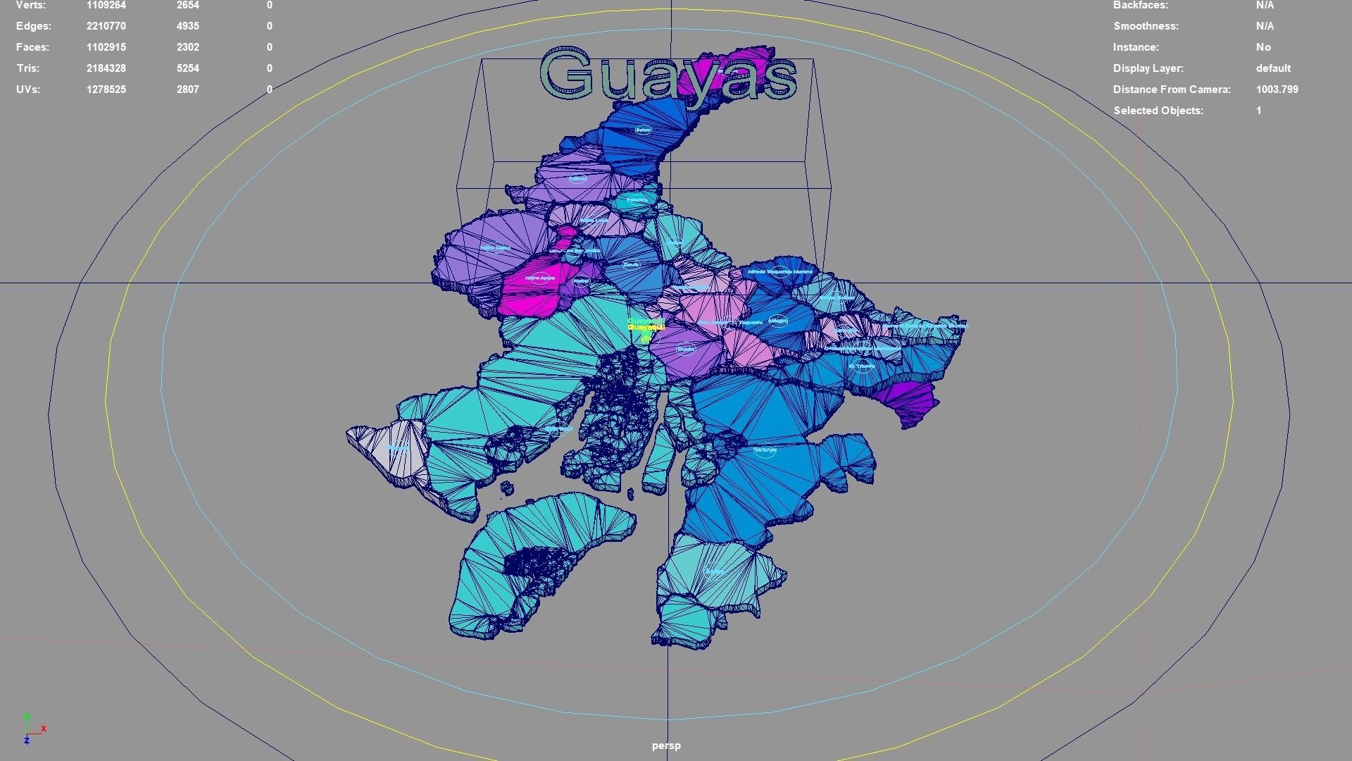 Guayas Ecuador map region geography political geographic 3D model ...
