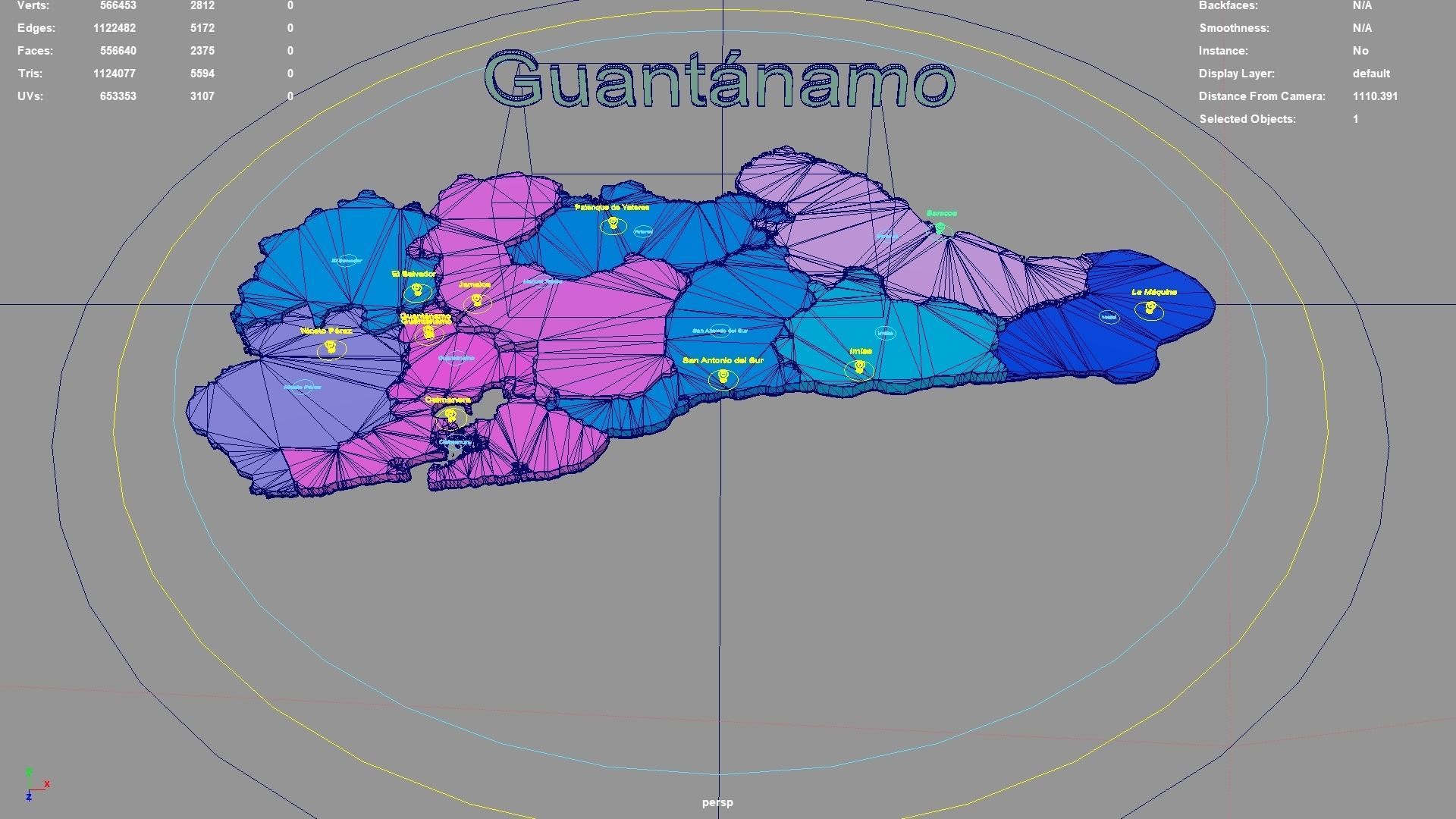 Guantanamo Cuba map region geography political geographic 3D model ...