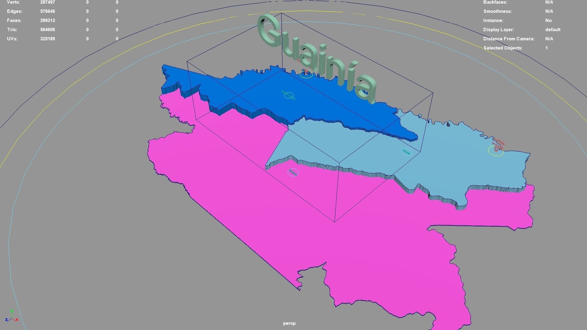 Guainia RAP Amazonia Colombia map region geography political 3D model ...