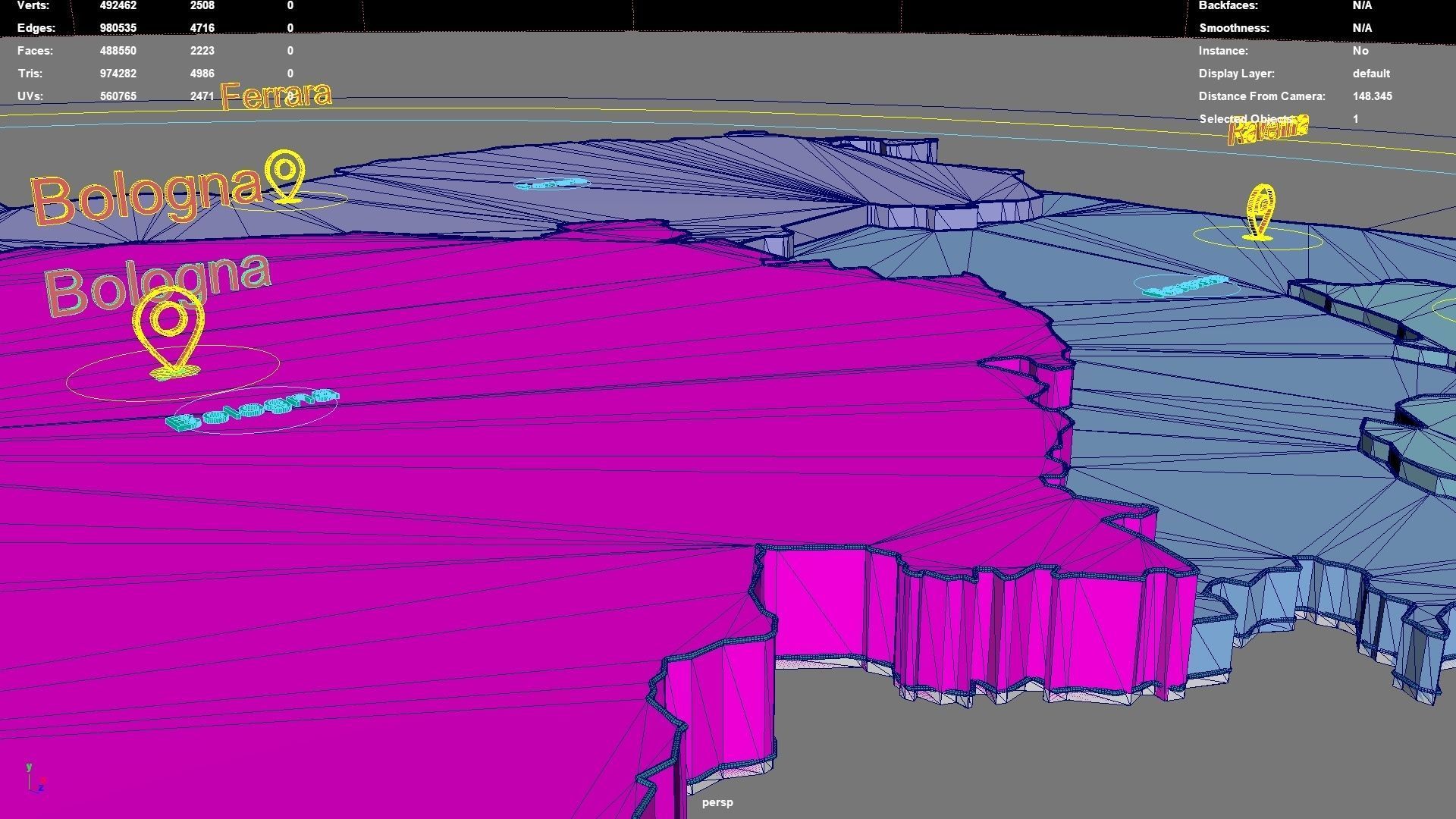 Emilia Romagna Italy map region geography political geographic 3D model ...