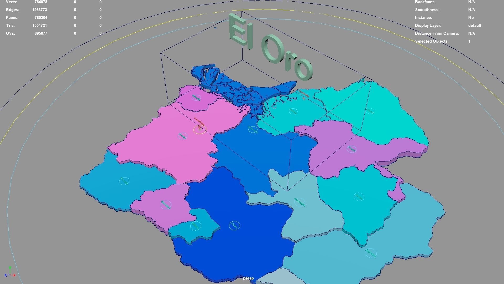 El Oro Ecuador map region geography political geographic 3D model ...