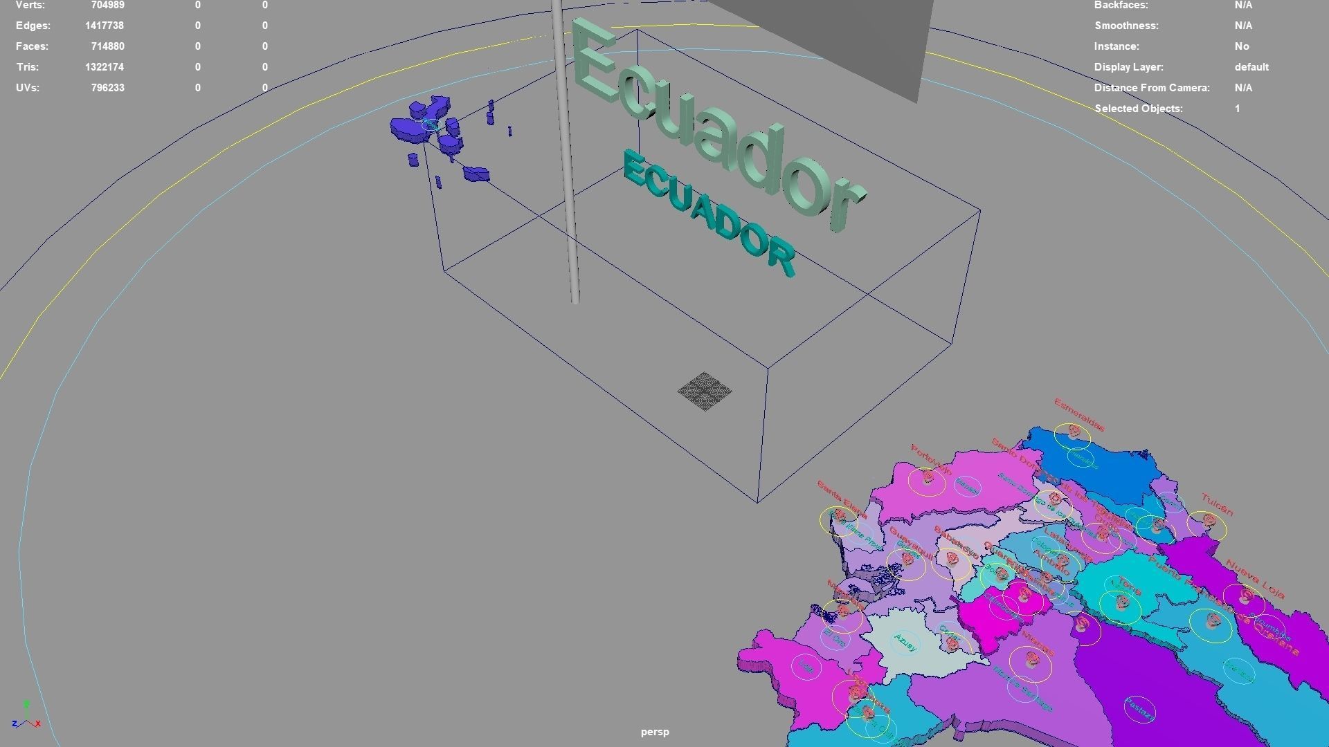 Ecuador map region geography political geographic administrative 3D ...
