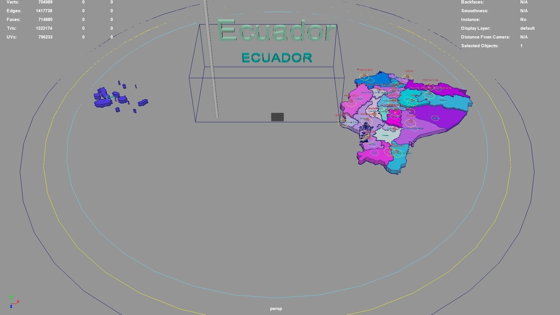 Ecuador map region geography political geographic administrative 3D ...