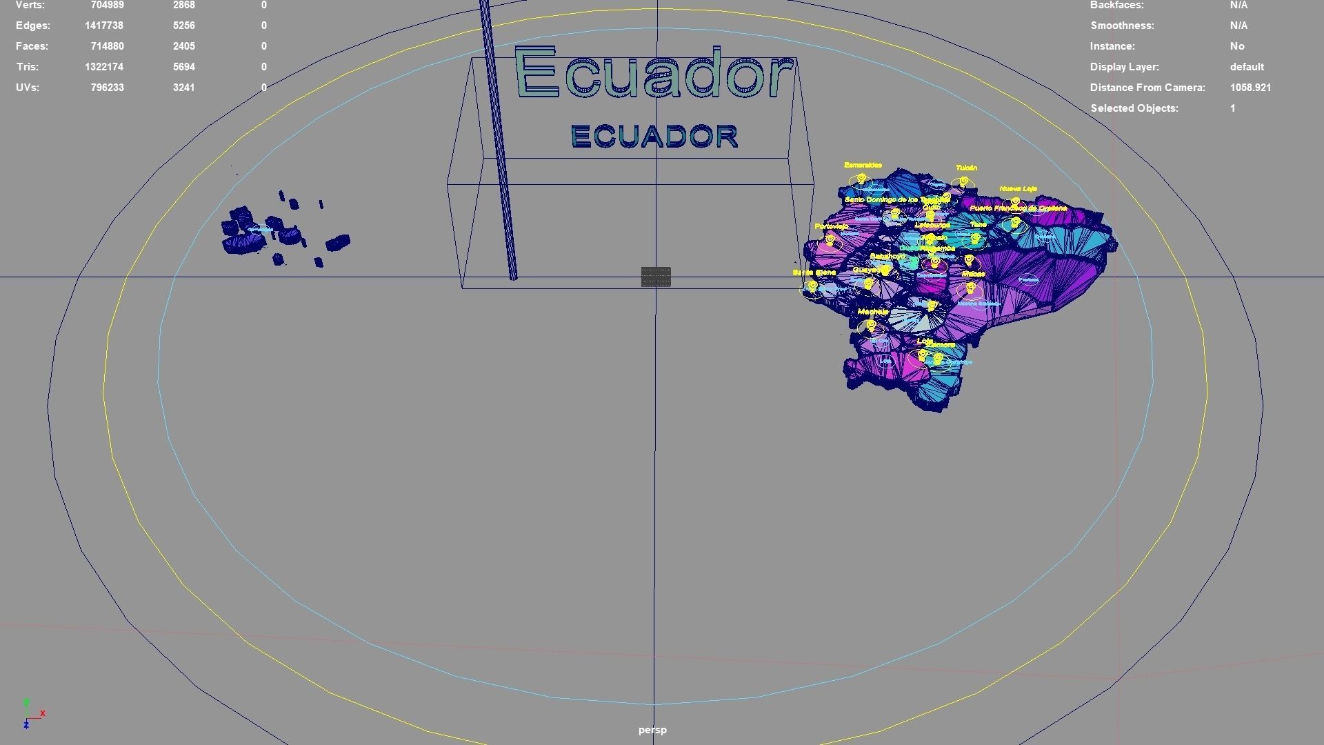 Ecuador map region geography political geographic administrative 3D ...