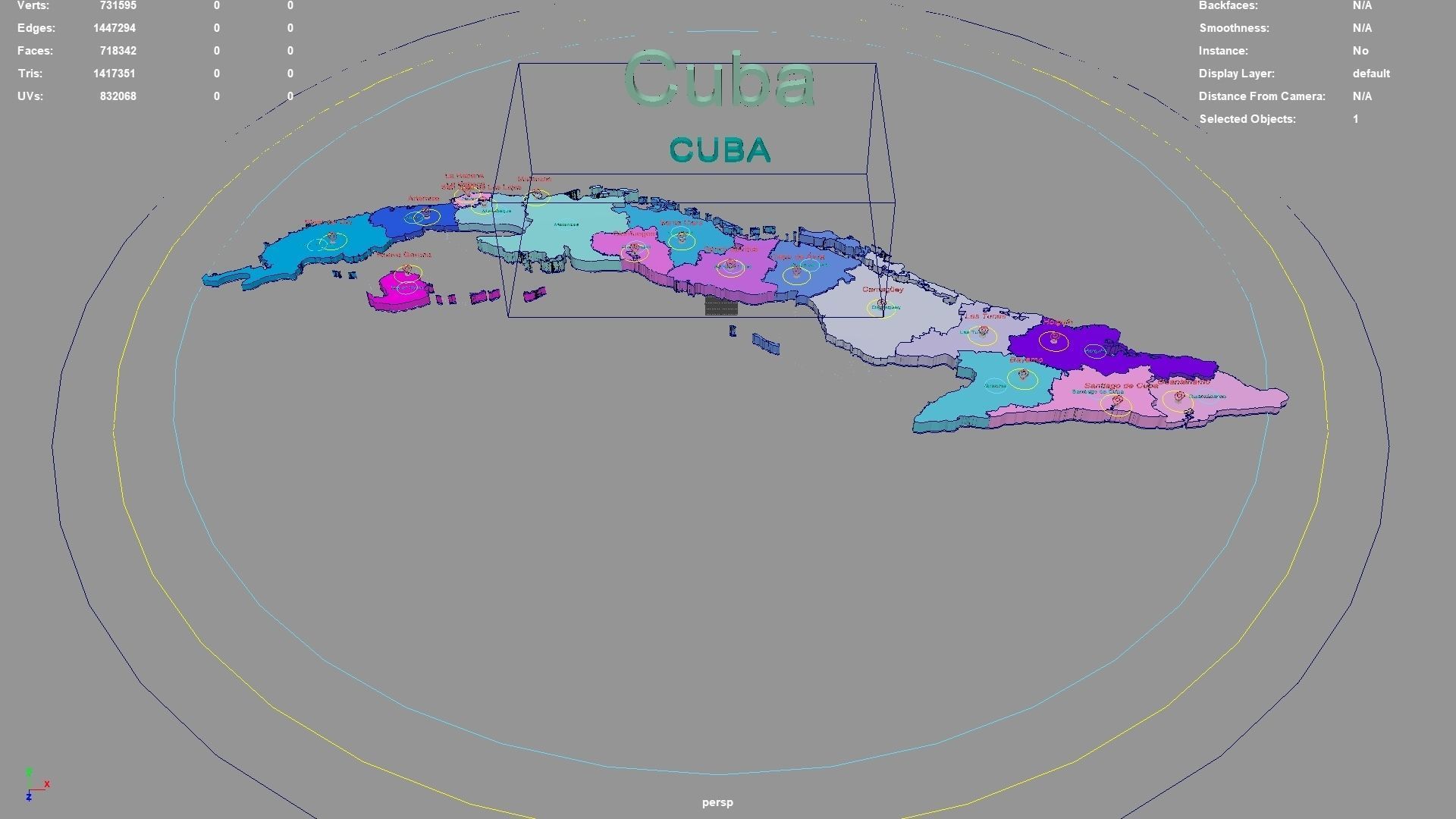 Cuba map region geography political geographic administrative 3D model ...