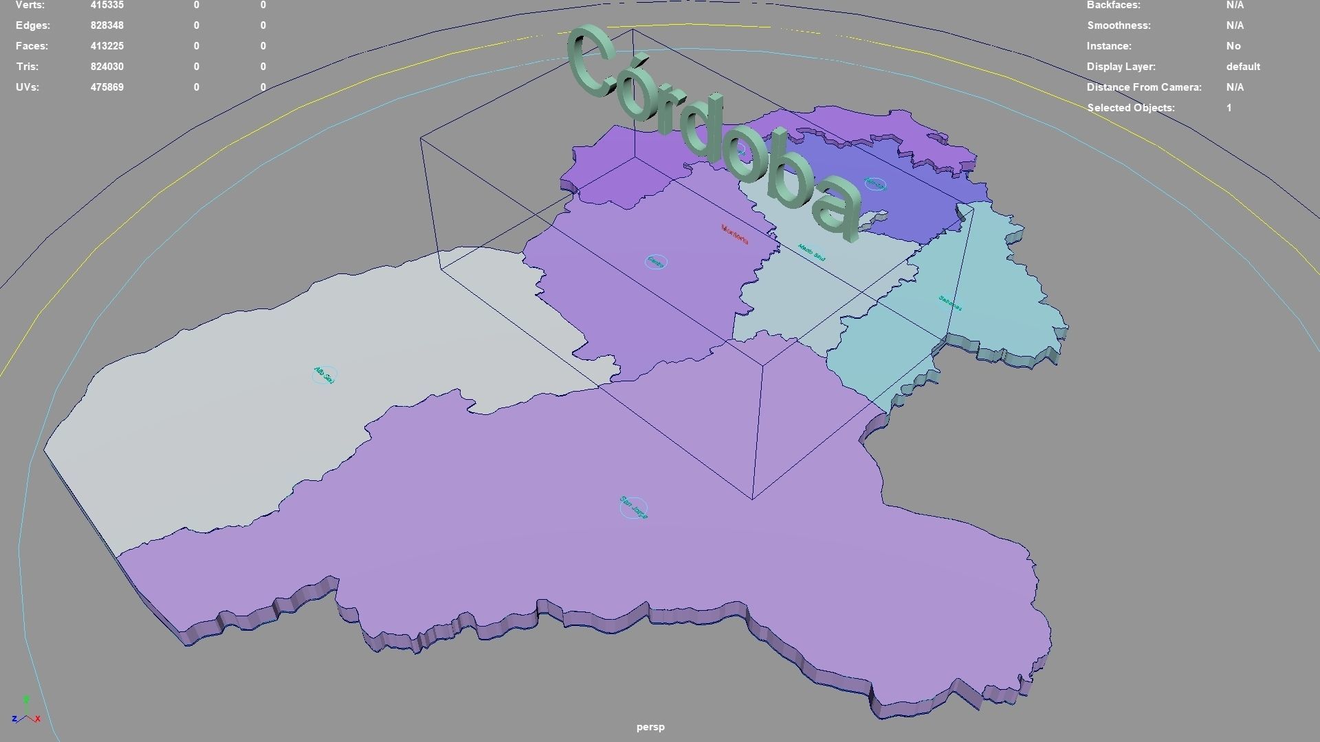 Cordoba RAP Caribe Colombia map region geography political 3D model ...