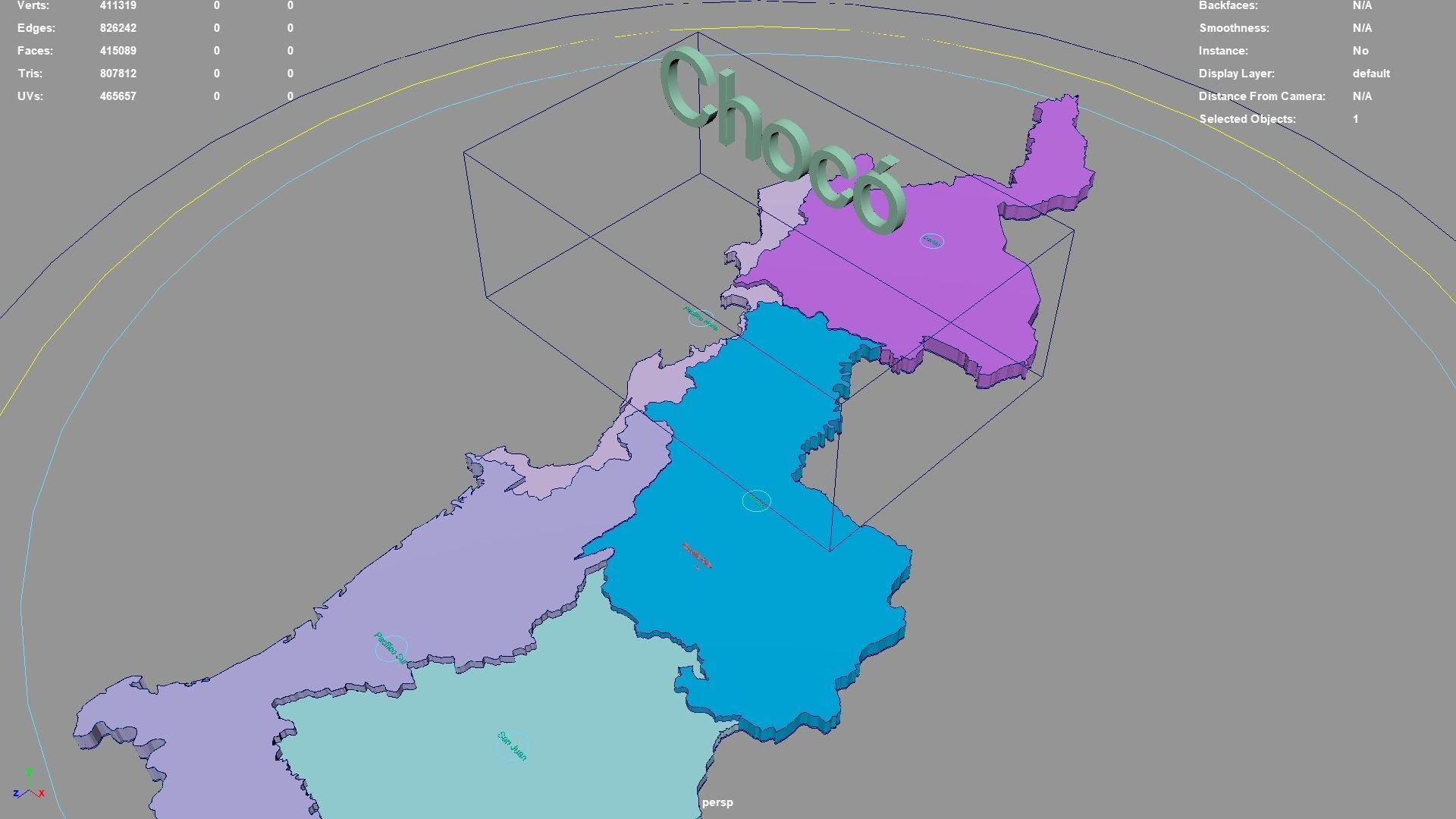 Choco RAP Pacifico Colombia map region geography political 3D model ...