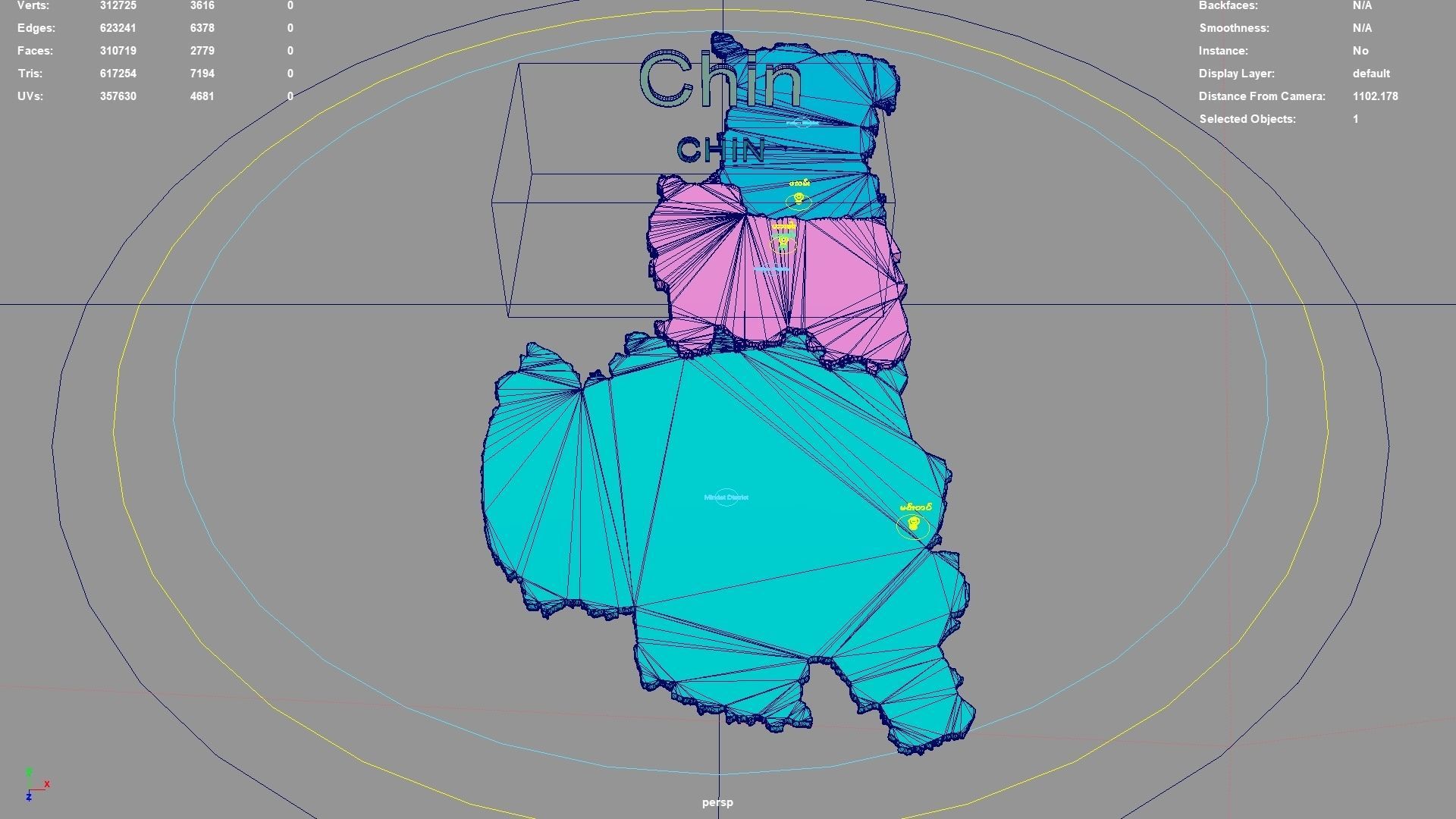 Chin Myanmar map region geography political geographic 3D model rigged ...