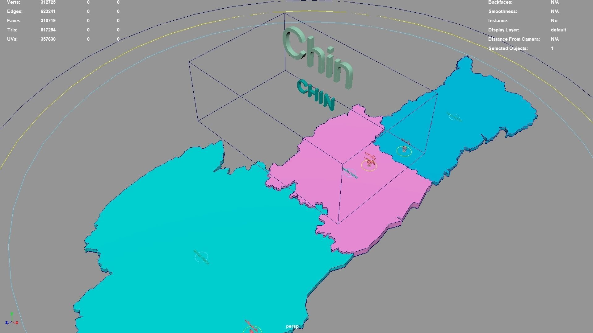 Chin Myanmar map region geography political geographic 3D model rigged ...