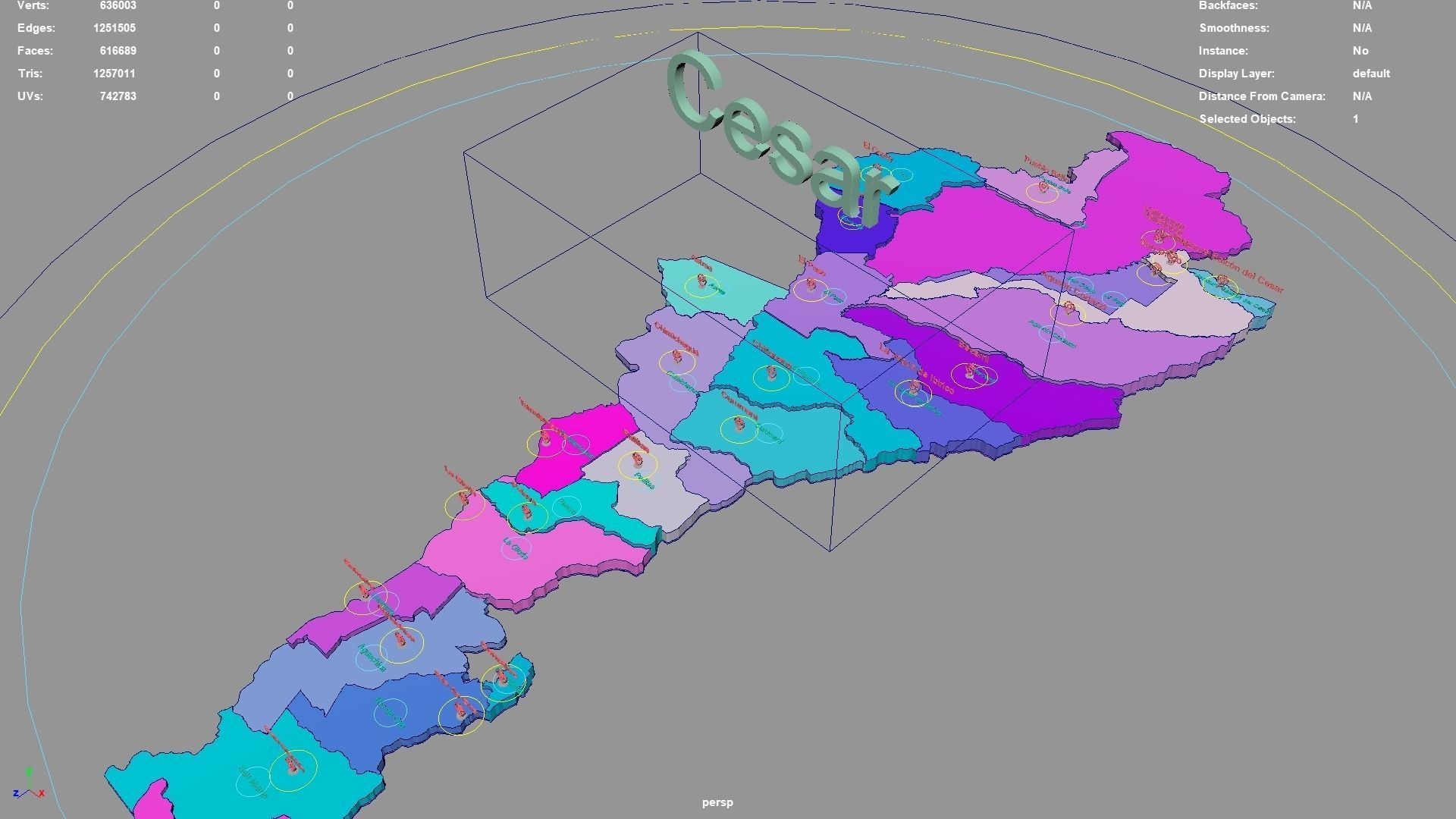 Cesar RAP Caribe Colombia map region geography political 3D model ...