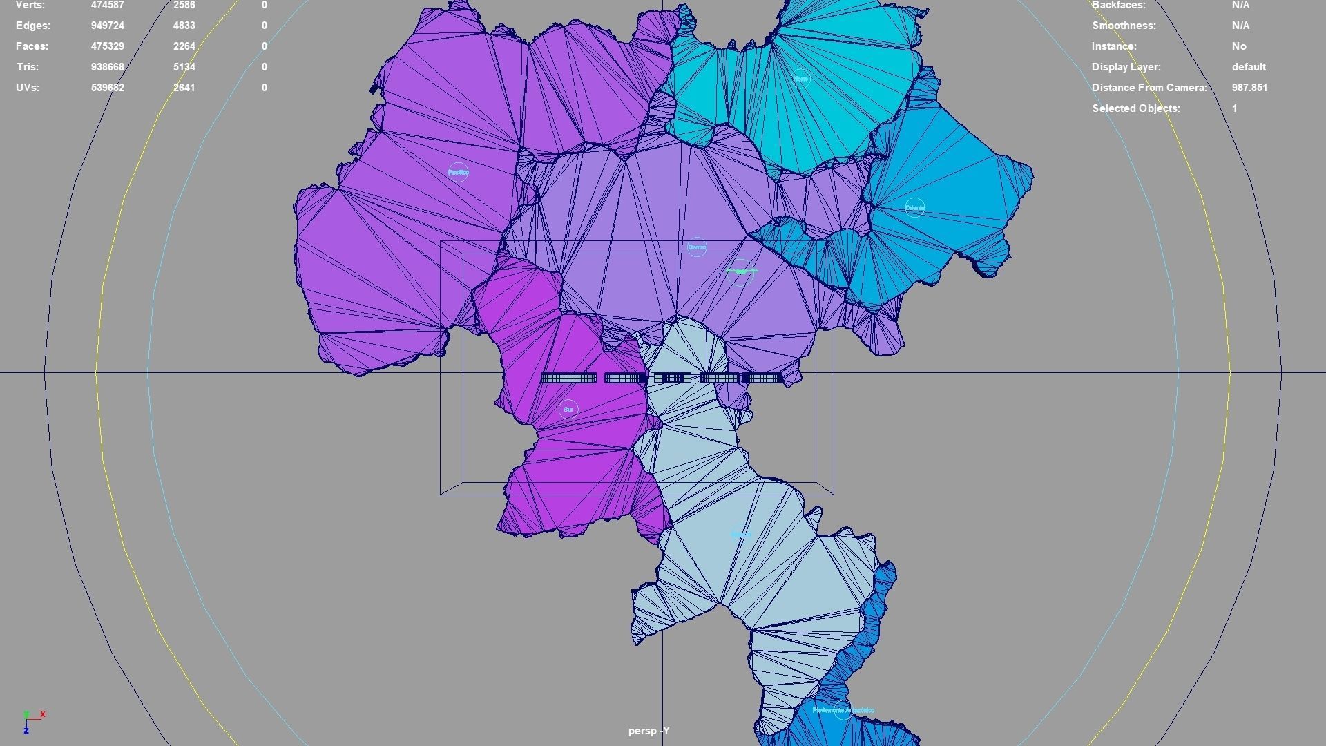 Cauca RAP Pacifico Colombia map region geography political 3D model ...