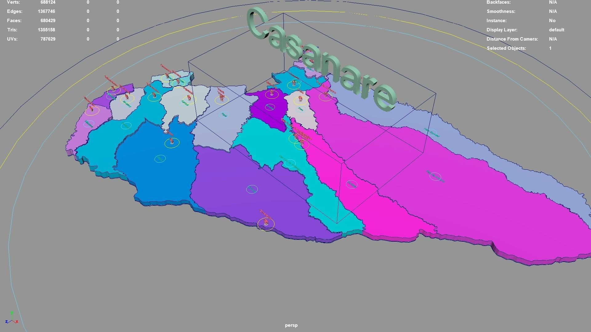 Casanare RAP Llanos Colombia map region geography political 3D model ...
