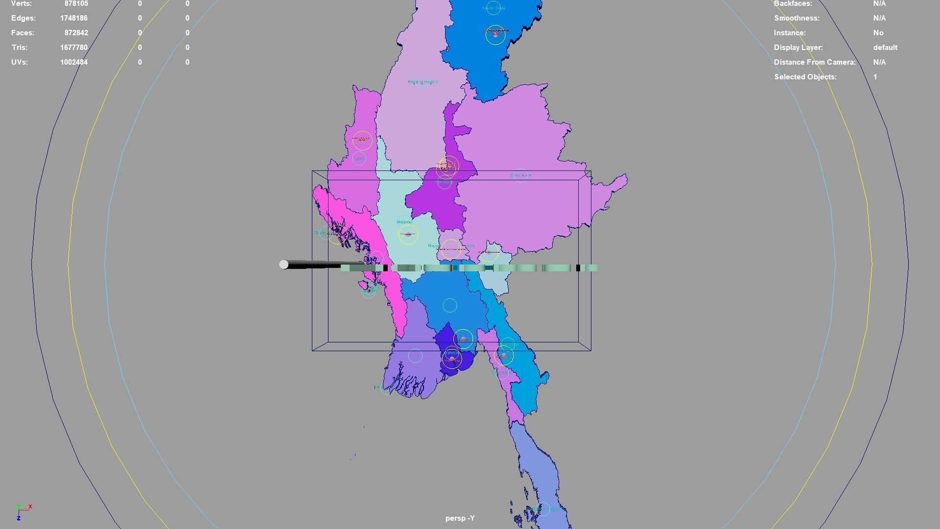 Myanmar map region geography political geographic administrative 3D ...