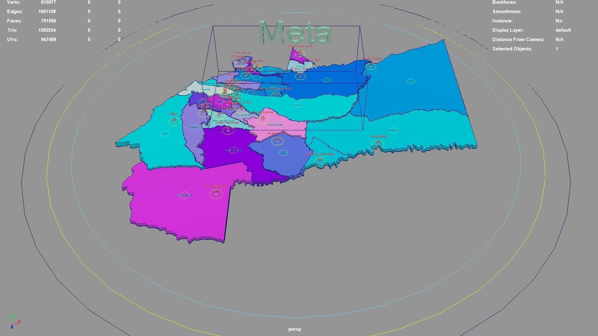Meta RAP Especial Central Colombia map region geography 3D model rigged ...
