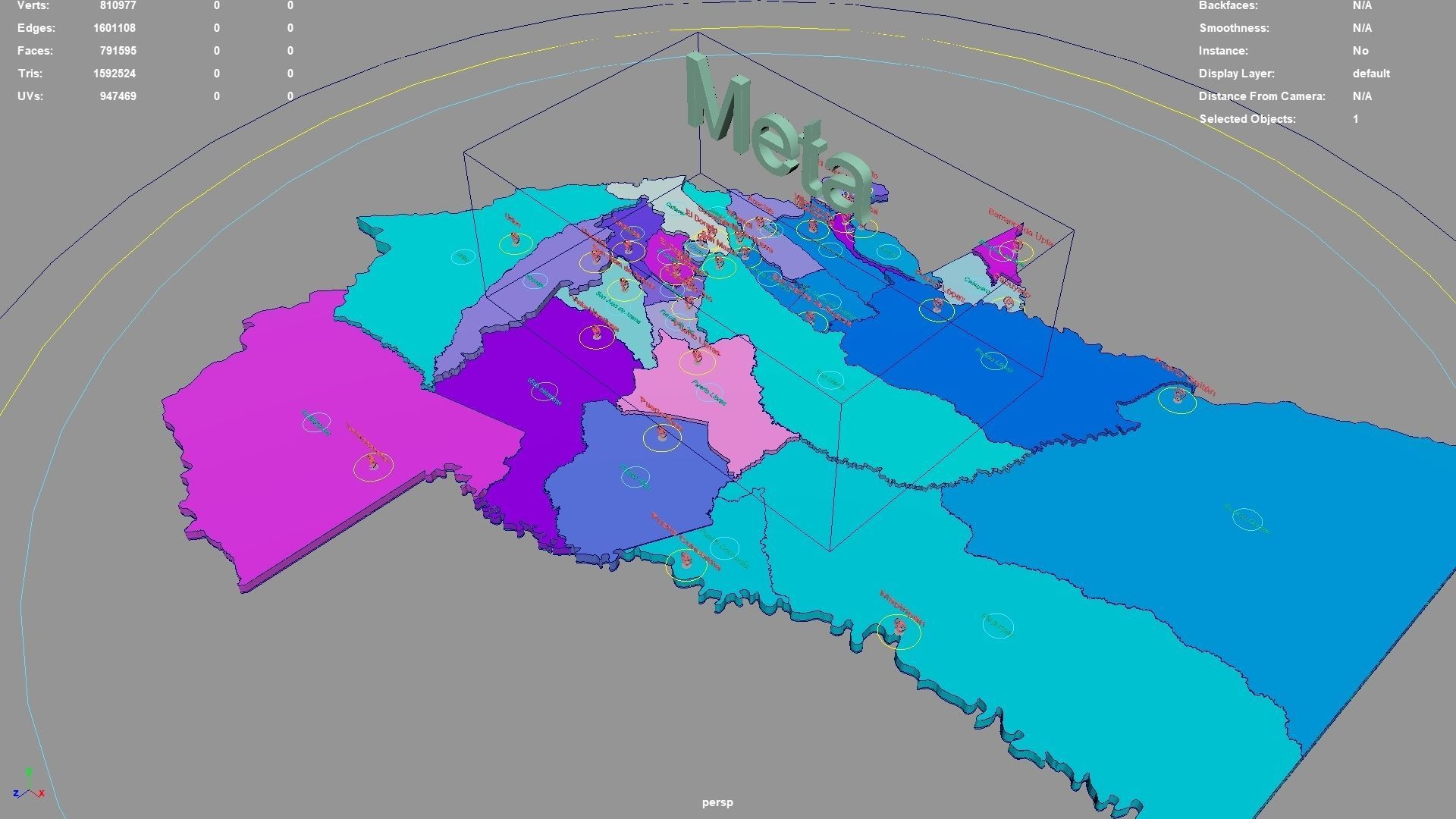 Meta RAP Especial Central Colombia map region geography 3D model rigged ...