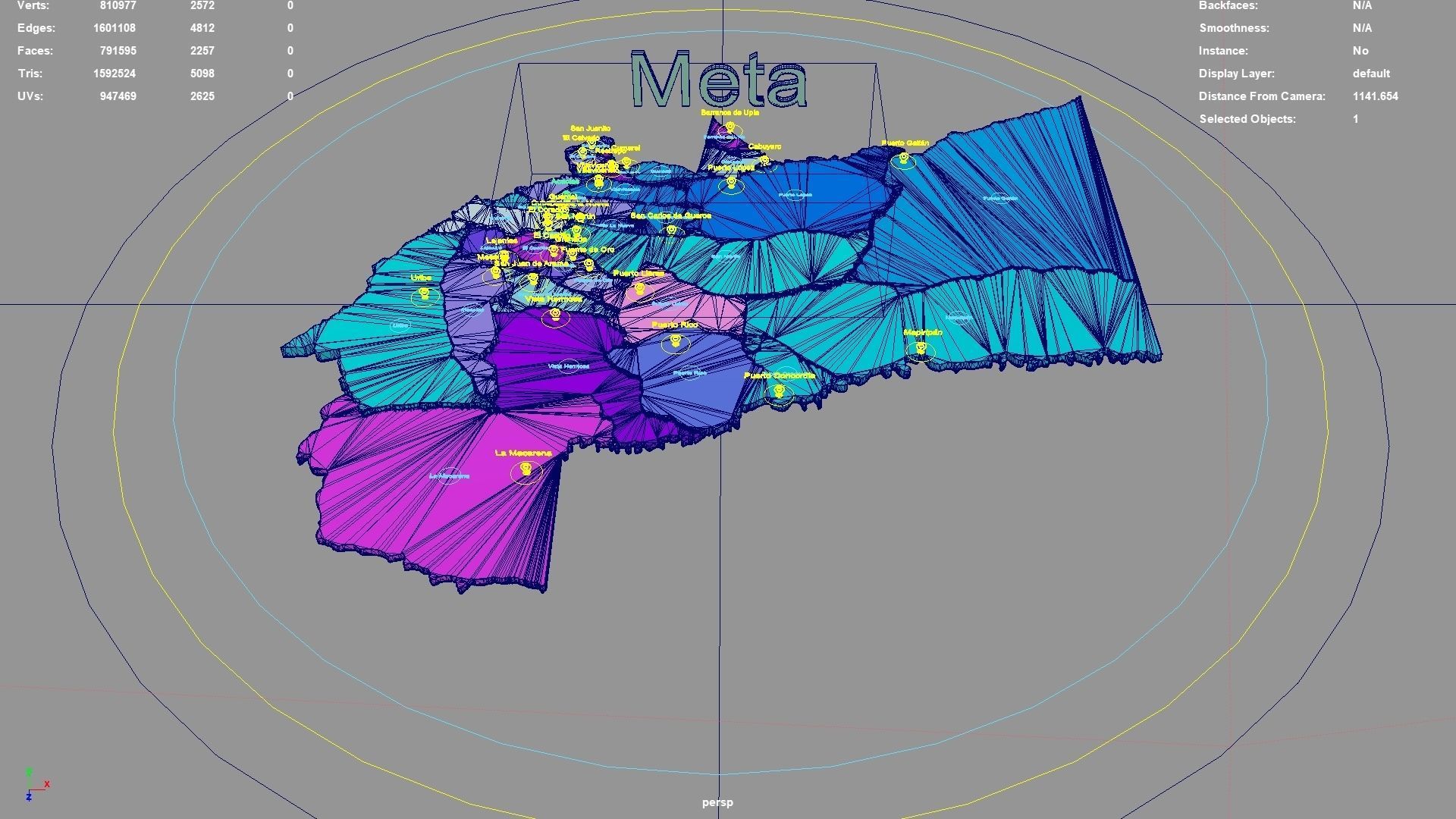 Meta RAP Especial Central Colombia map region geography 3D model rigged ...
