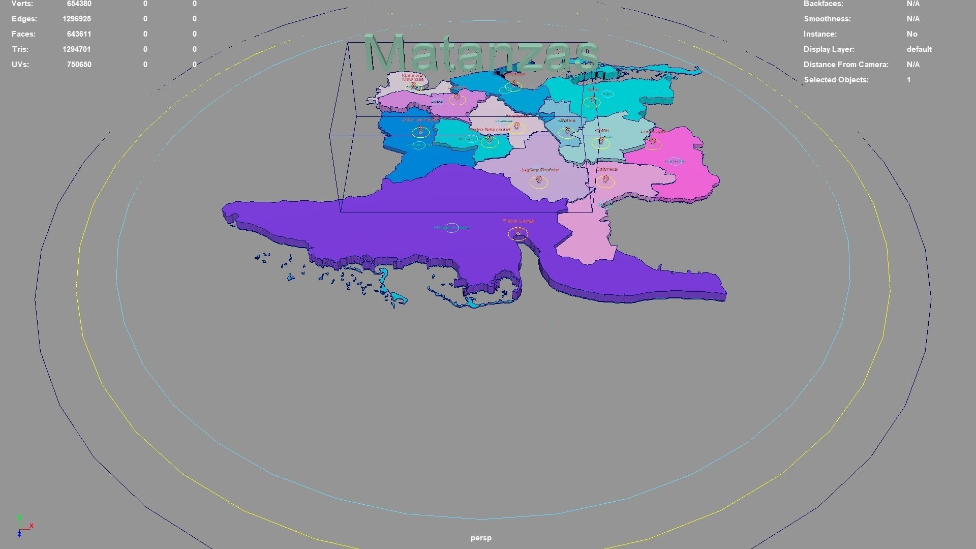 Matanzas Cuba map region geography political geographic 3D model rigged ...