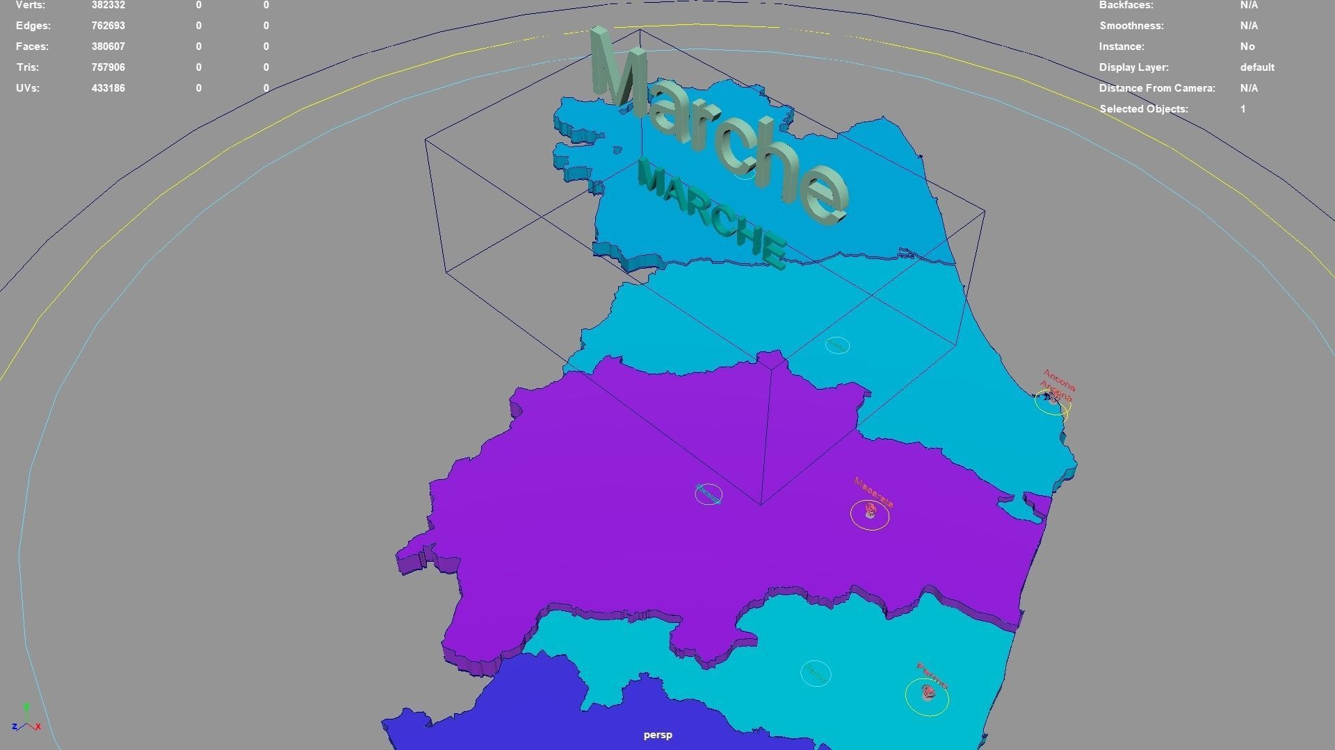 Marche Italy map region geography political geographic 3D model rigged ...