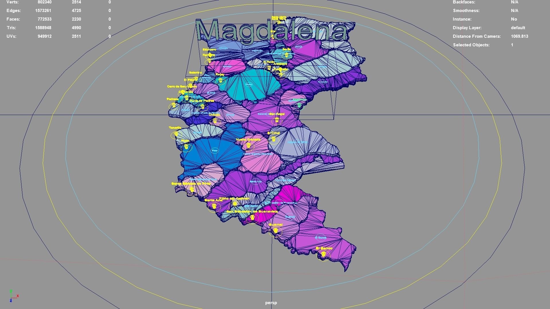 Magdalena RAP Caribe Colombia map region geography political 3D model ...