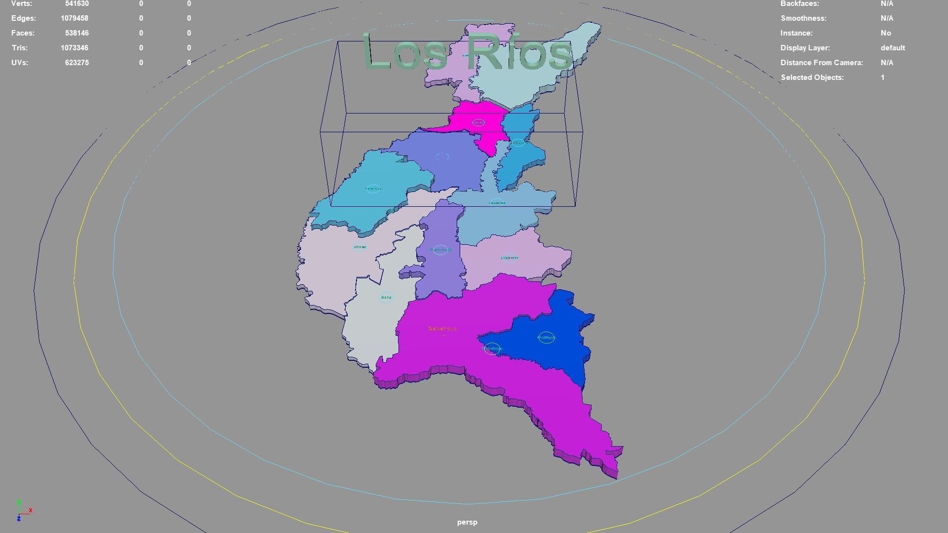 Los Rios Ecuador map region geography political geographic 3D model ...
