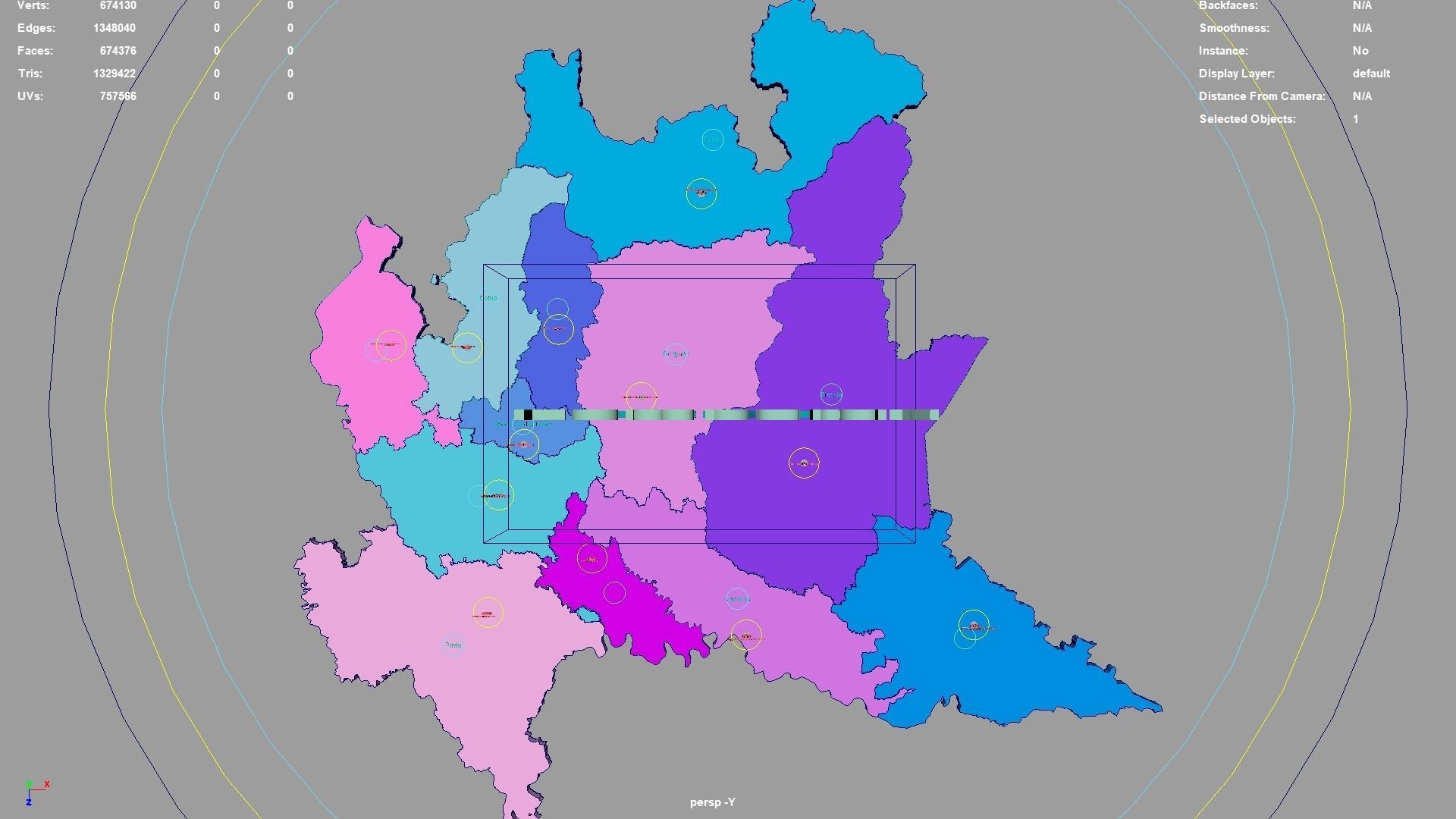 Lombardy Italy map region geography political geographic 3D model ...