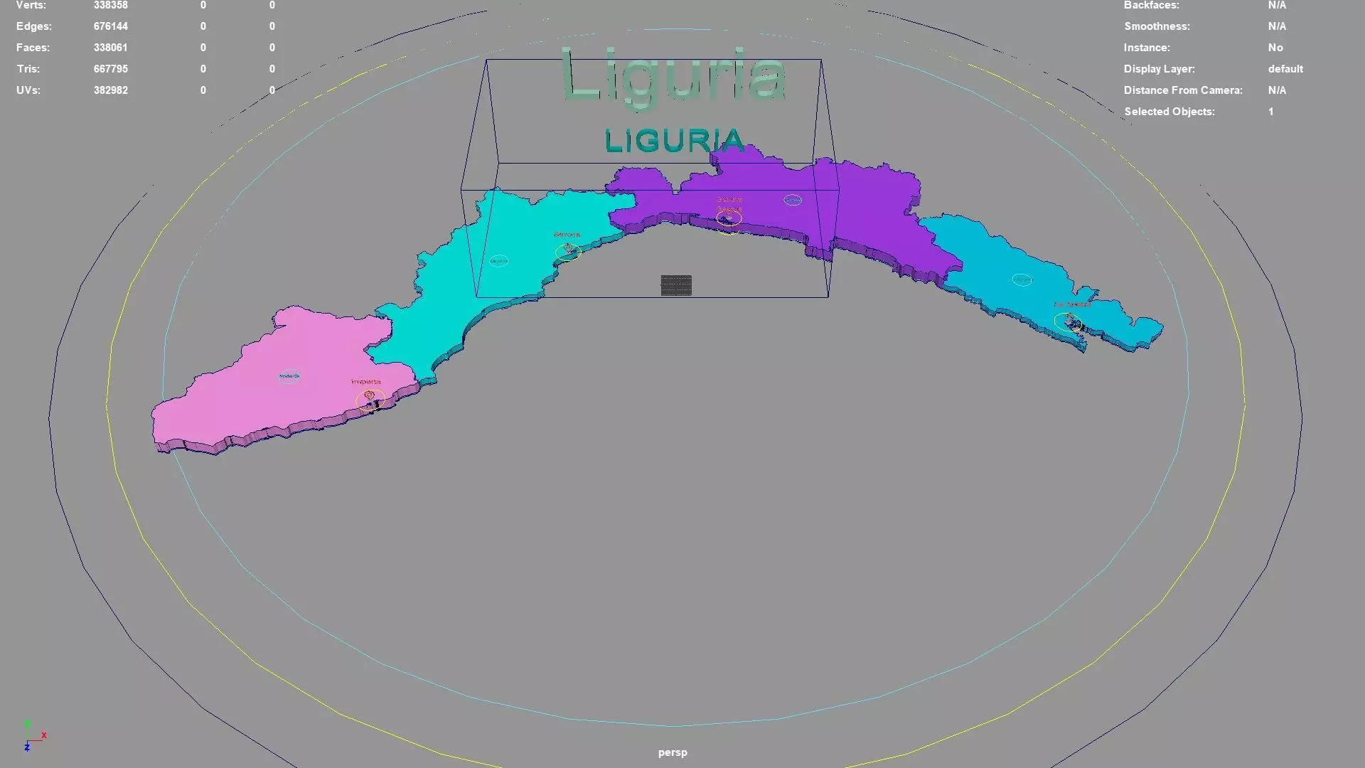 Liguria Italy map region geography political geographic 3D model rigged ...