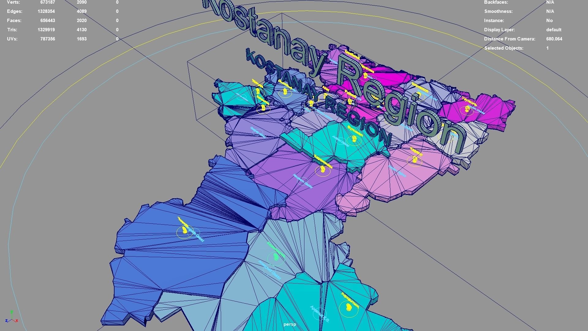 Kostanay Region Kazakhstan map region geography political 3D model ...