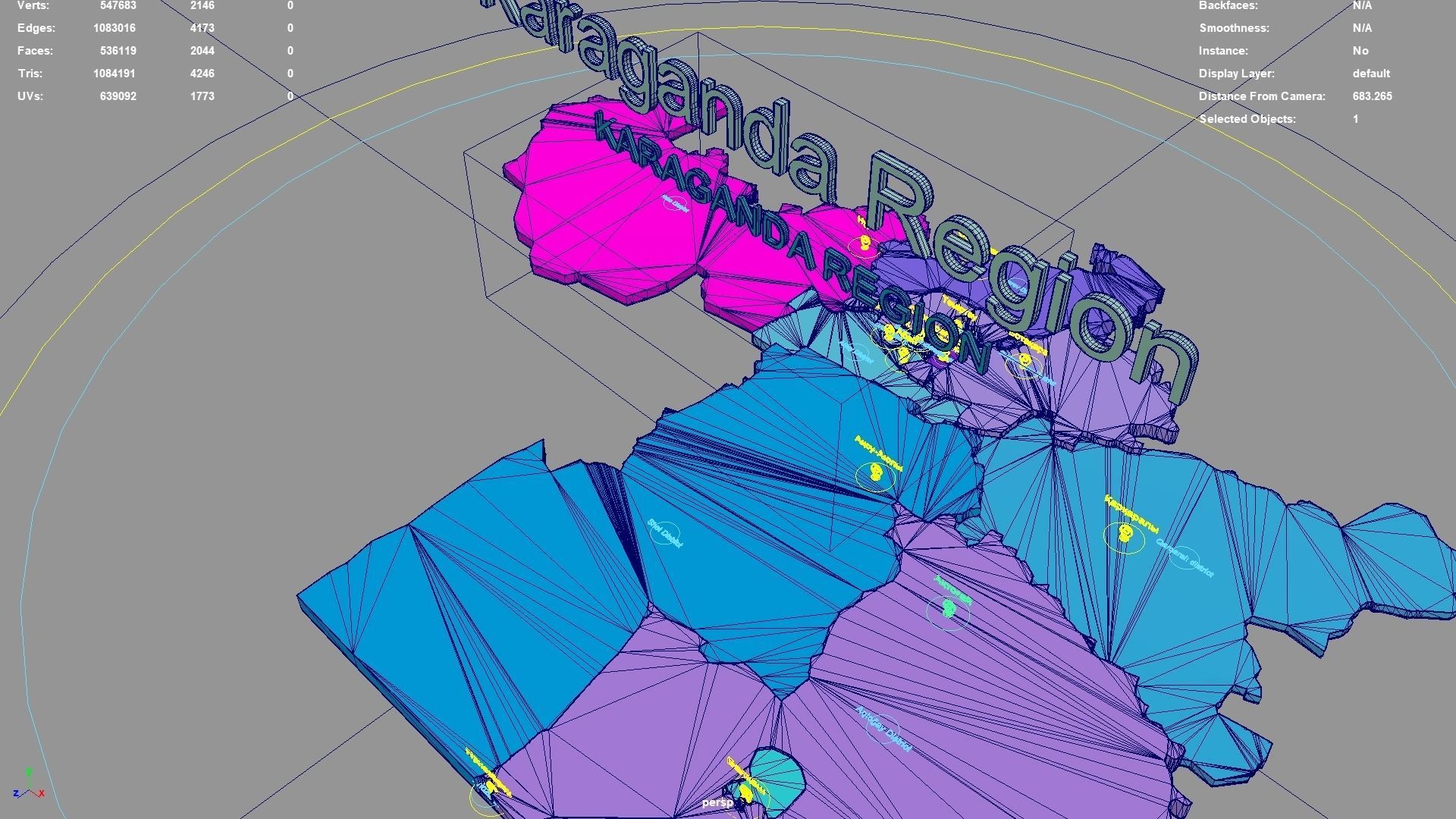 Karaganda Region Kazakhstan map region geography political 3D model ...
