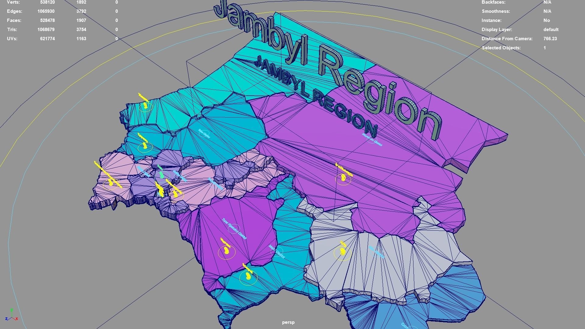 Jambyl Region Kazakhstan map region geography political 3D model rigged ...