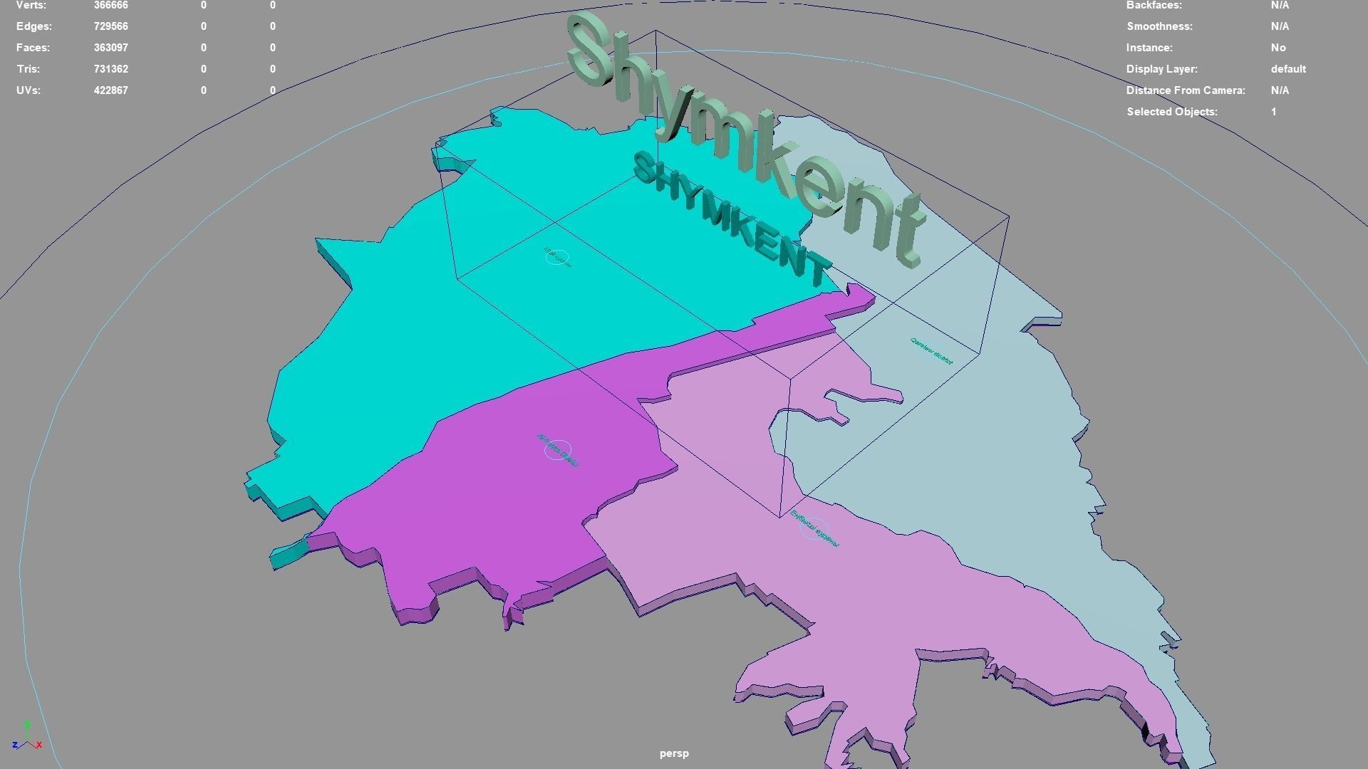 Shymkent Kazakhstan map region geography political geographic 3D model ...