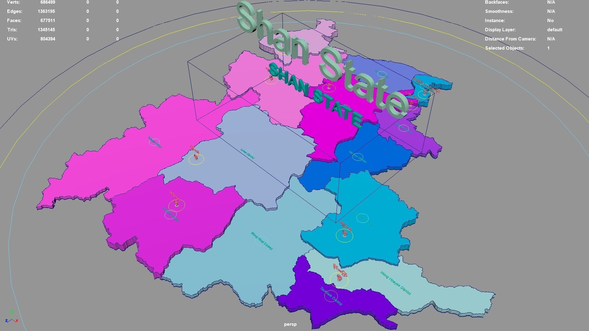 Shan State Myanmar map region geography political geographic 3D model rigged | CGTrader