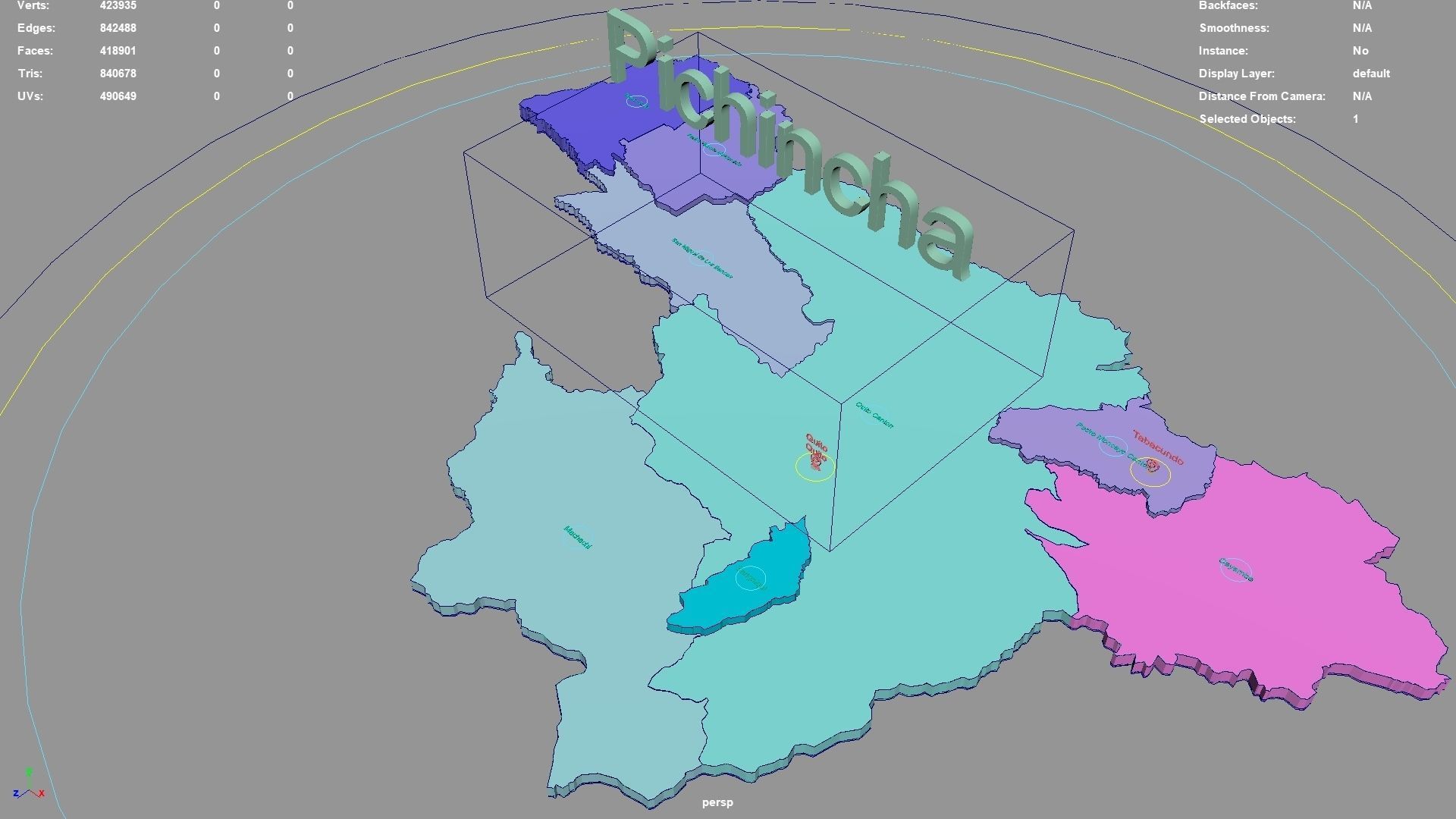Pichincha Ecuador map region geography political geographic 3D model ...