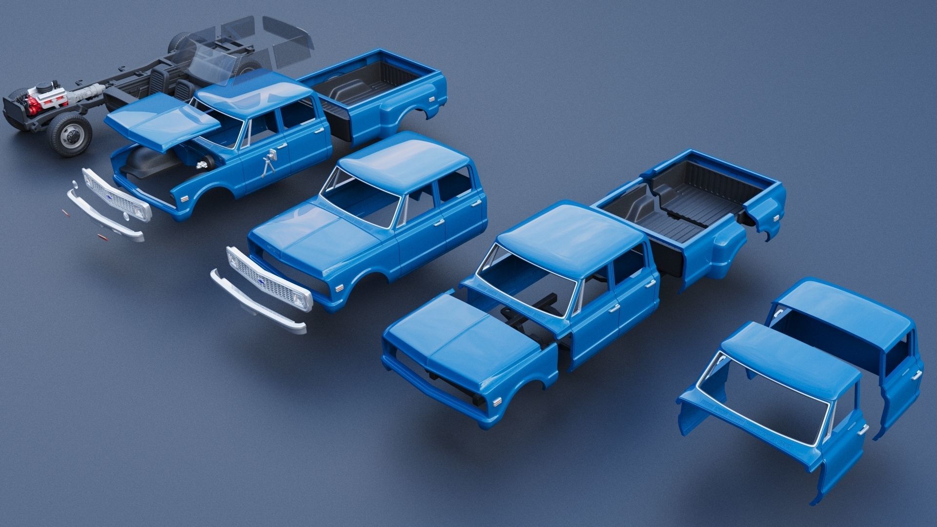 Chevrolet K10 Crew Cab Dually 1972 3D model 3D printable | CGTrader