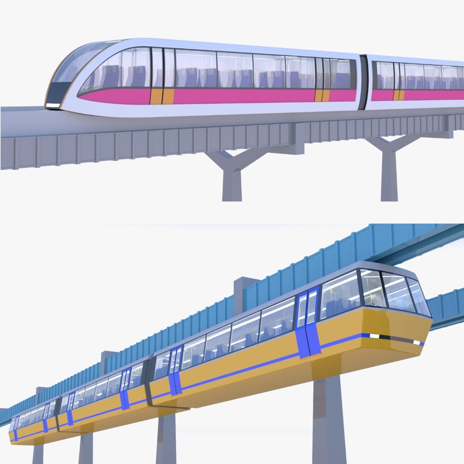 Elevated trains collection 2023 | CGTrader