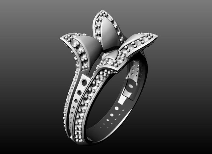 Exquisite Floral Inspired Gemstone Ring Design 3D model 3D printable ...