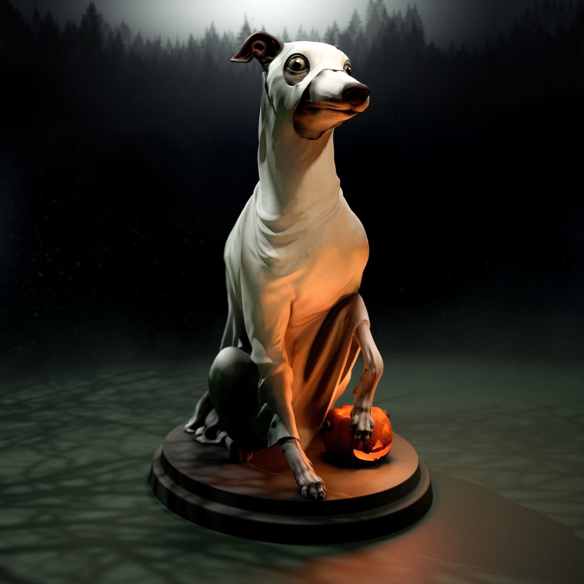 GHOST SCARED DOG - ITALIAN GREYHOUND PET HALLOWEEN 3D model 3D ...
