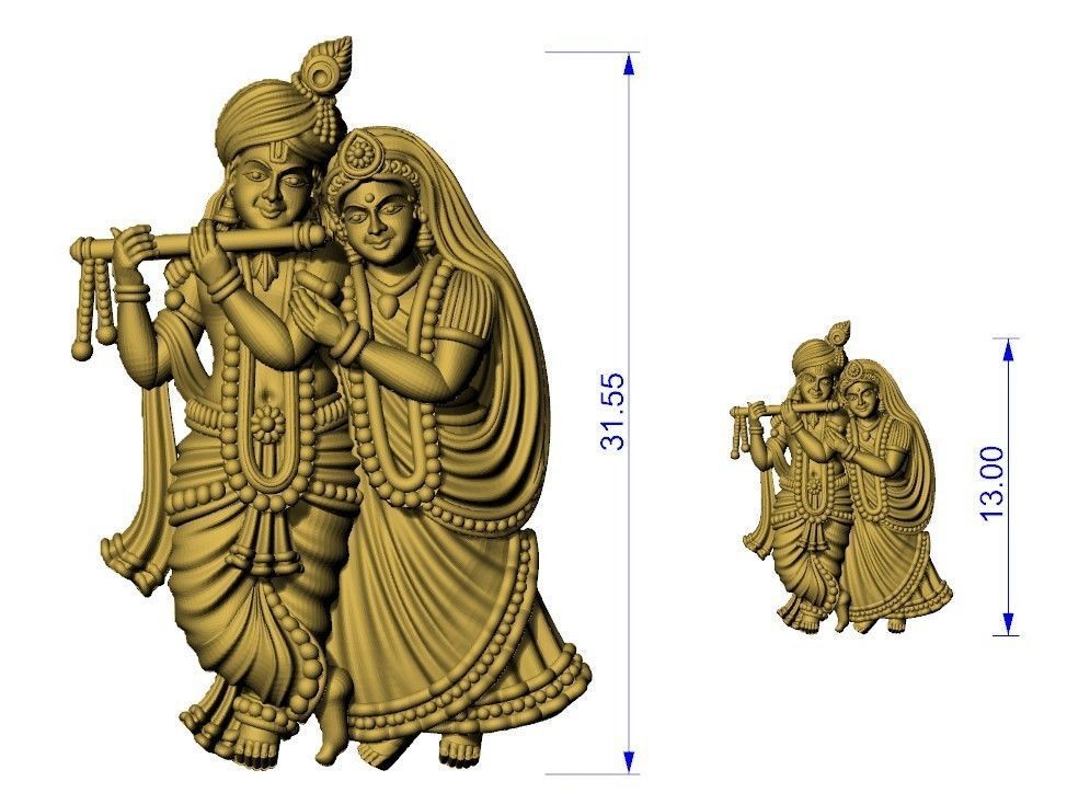 Radha Krishna 3D model 3D printable | CGTrader