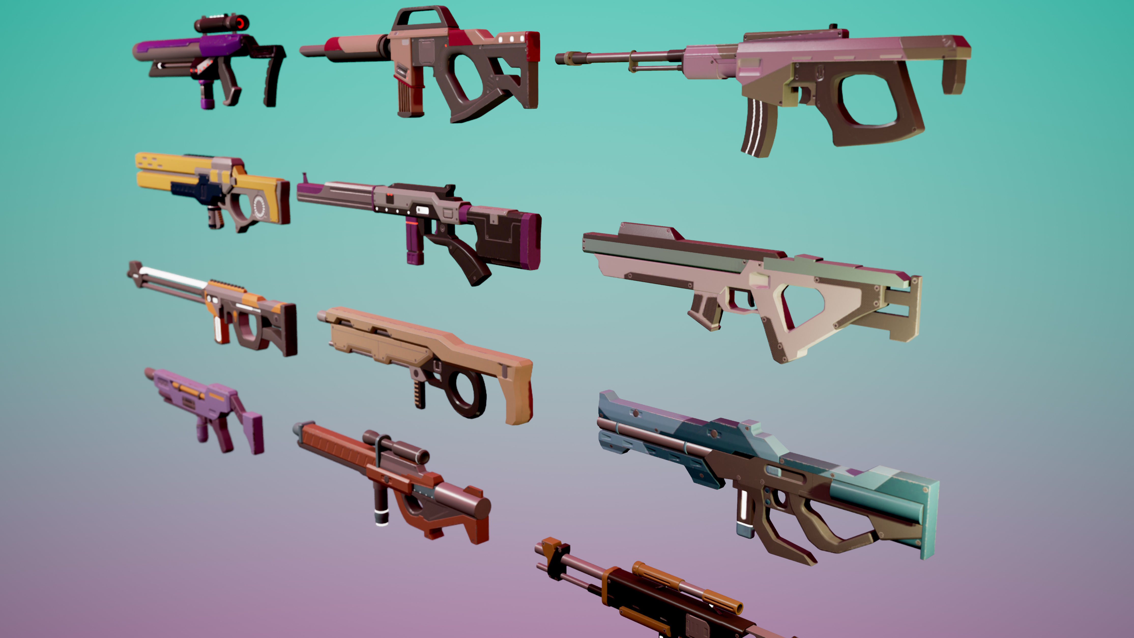 3D model SciFi Rifles Bundle VR / AR / low-poly | CGTrader