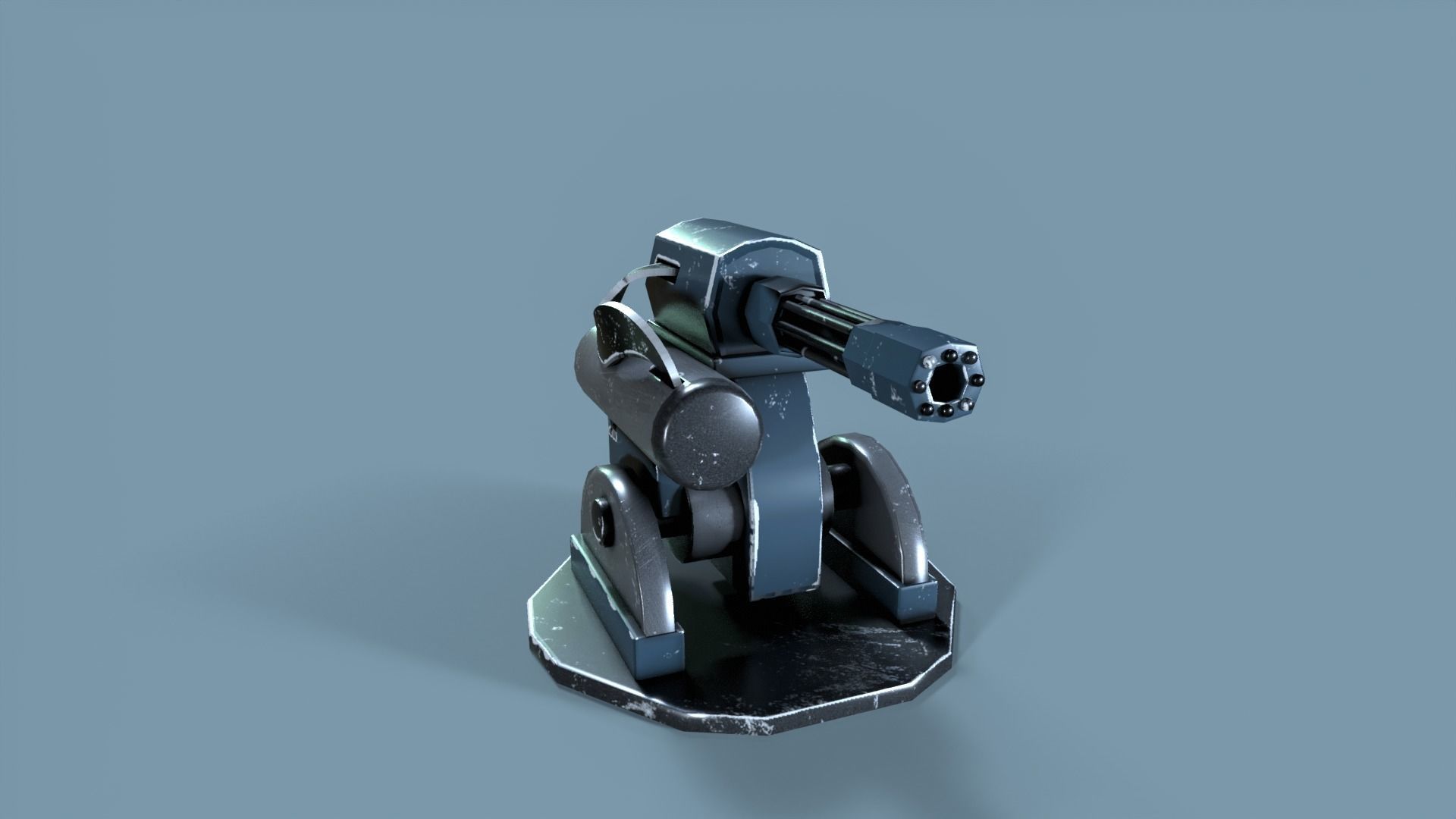 3D model Sci-fi Gatling Turret game ready 3D Model VR / AR / low-poly ...