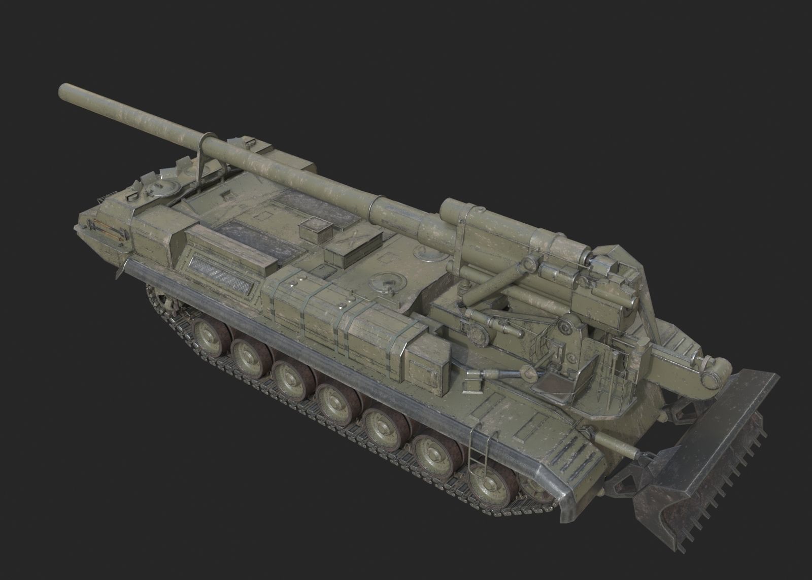 3D model 5 coatings of Russian 2S7 Pion M-1975 Self propelled Gun VR ...