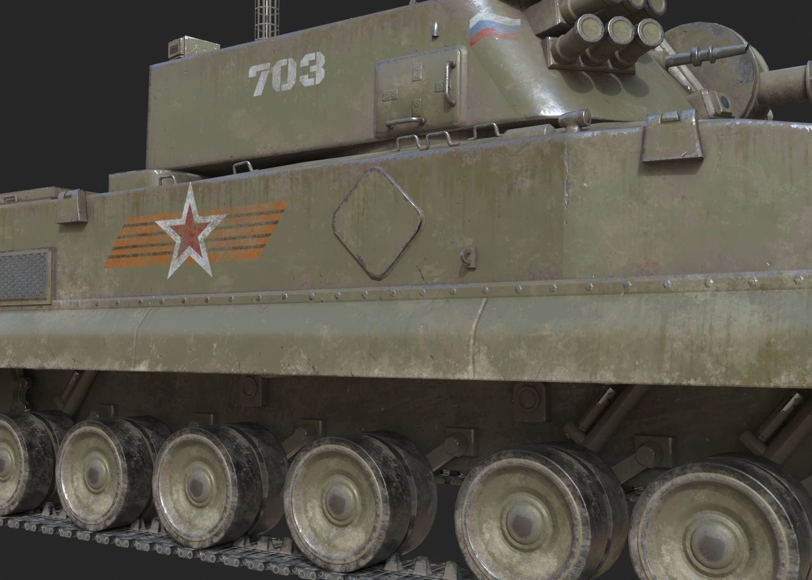 3D model Russian Army BMP-3 2S31 Vena Self-propelled howitzer VR / AR ...