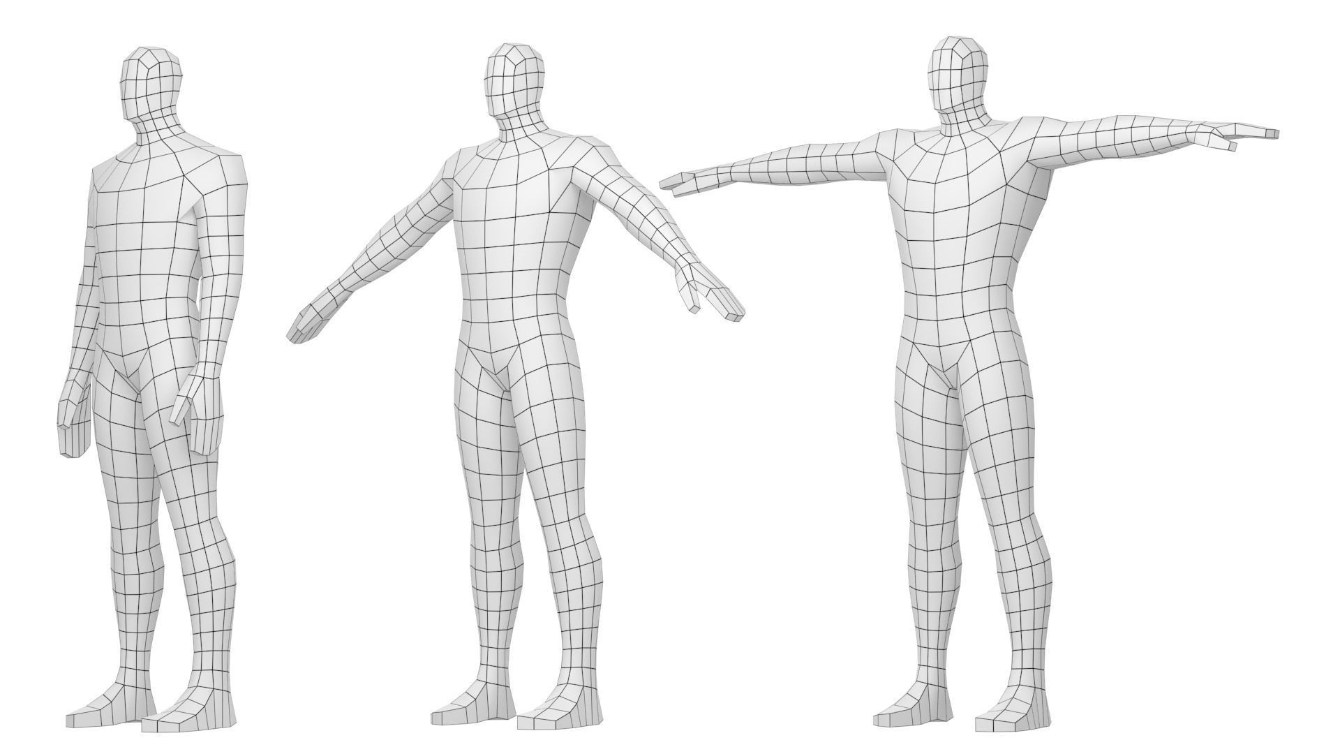 Male Hero in Three Poses Base Mesh 3D model | CGTrader
