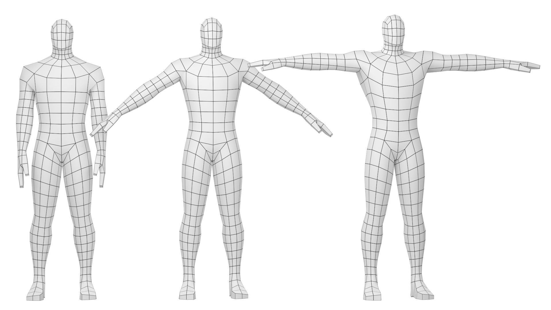 Male Hero in Three Poses Base Mesh 3D model | CGTrader