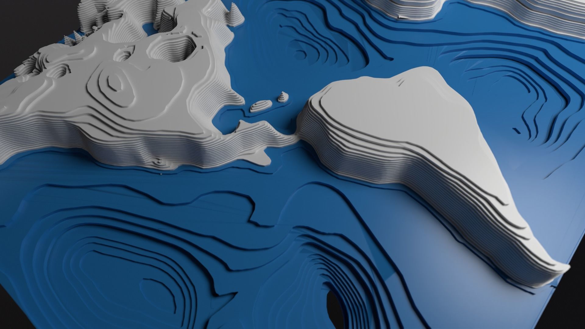 Topological World Map 3D model | CGTrader