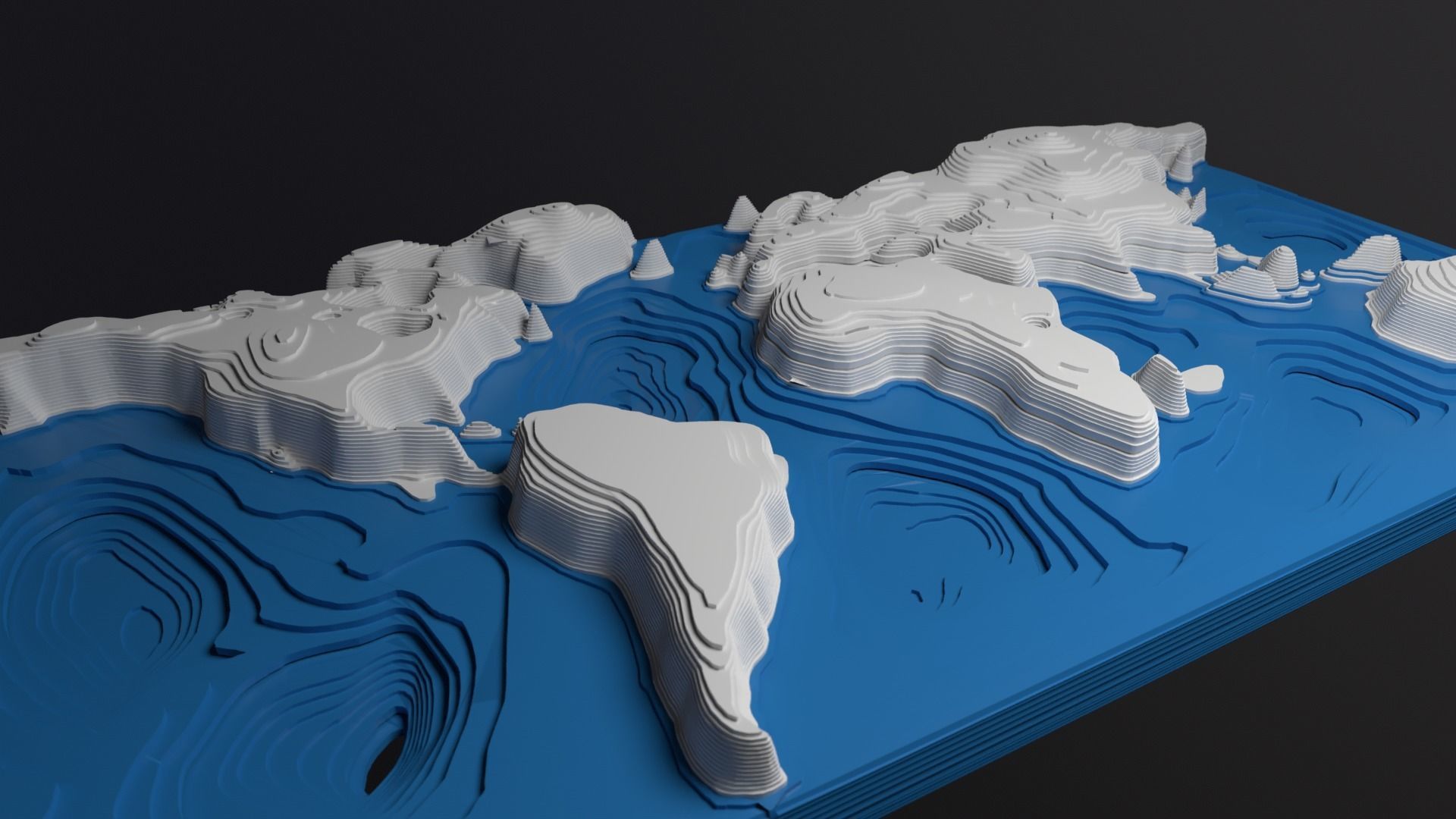 Topological World Map 3D model | CGTrader