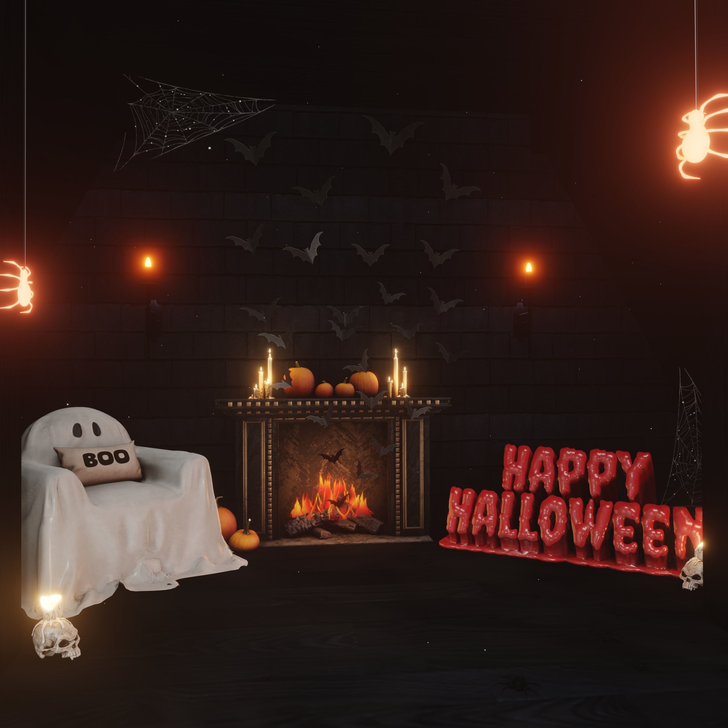 Halloween Blender Scene 3D model | CGTrader