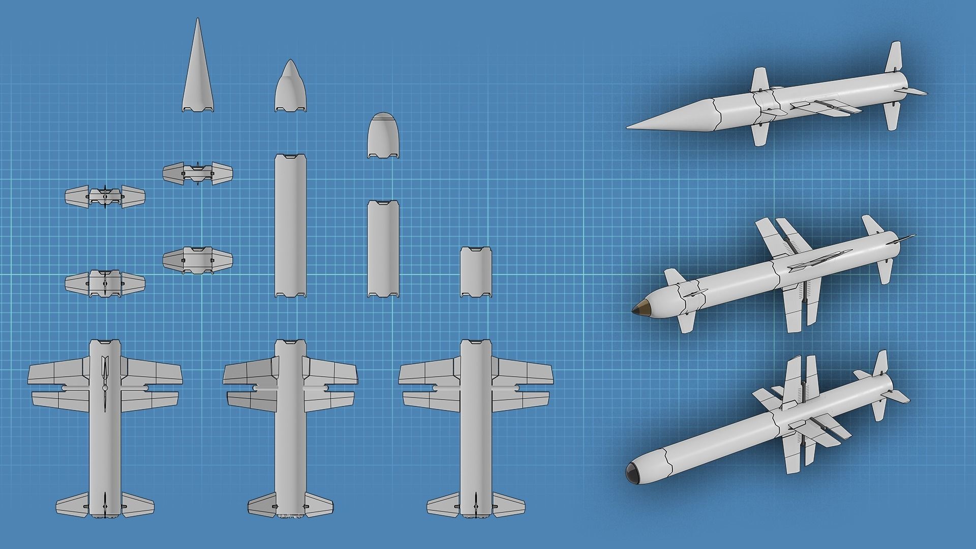 3D model Sci Fi Missile Blade - series Kit VR / AR / low-poly | CGTrader