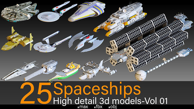 25 Spaceships- Vol 01- High detail 3d models 3D model | CGTrader